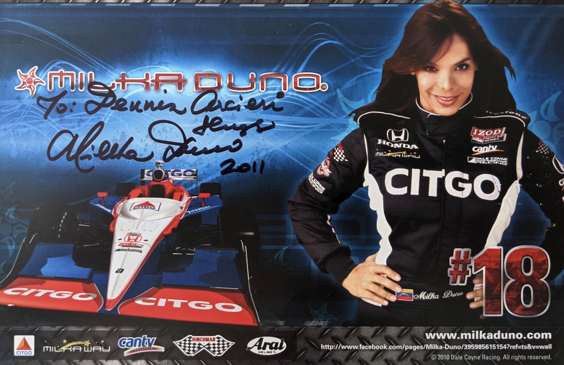 Milka Duno signed promo card