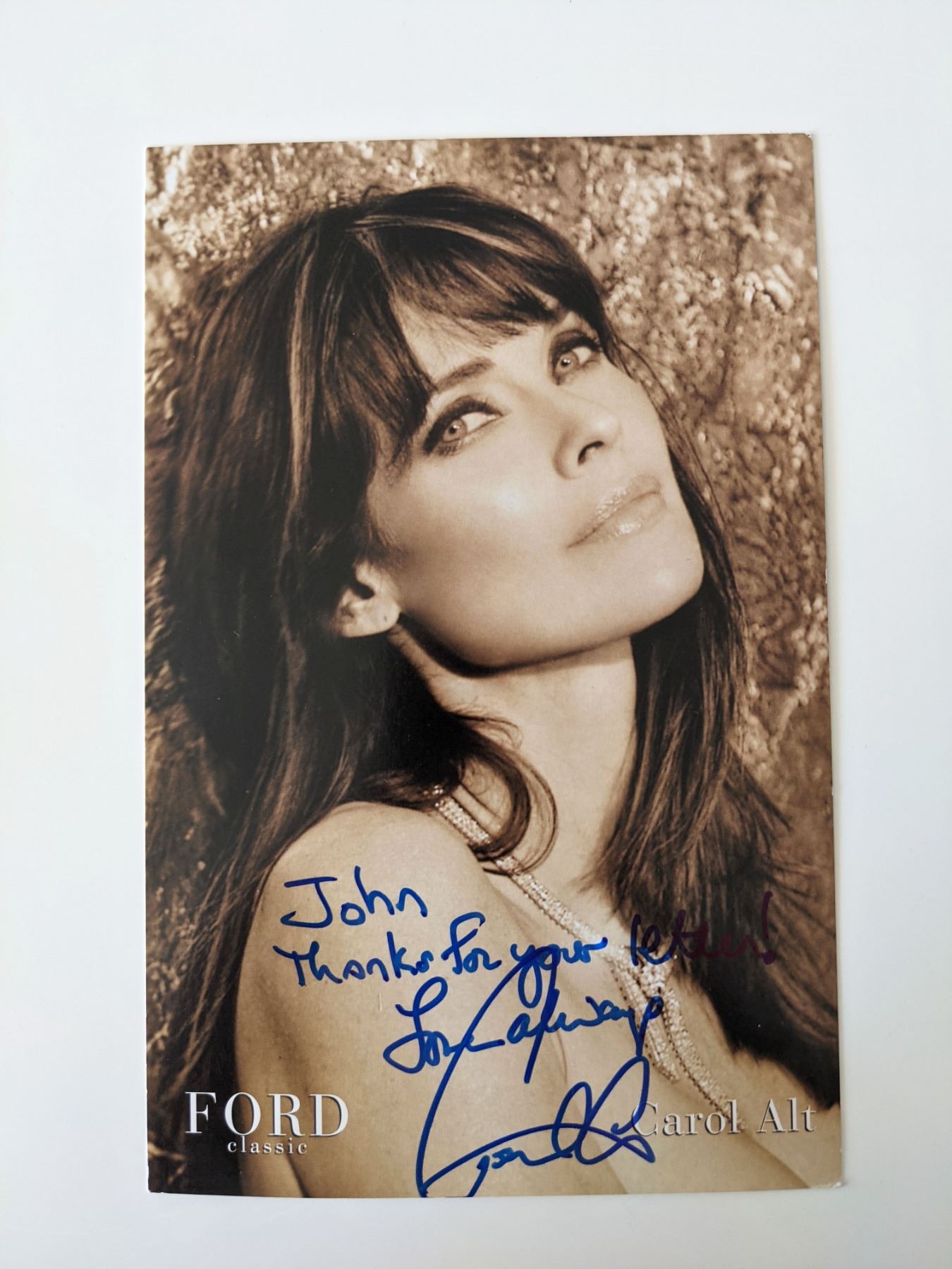Carol Alt signed photo card