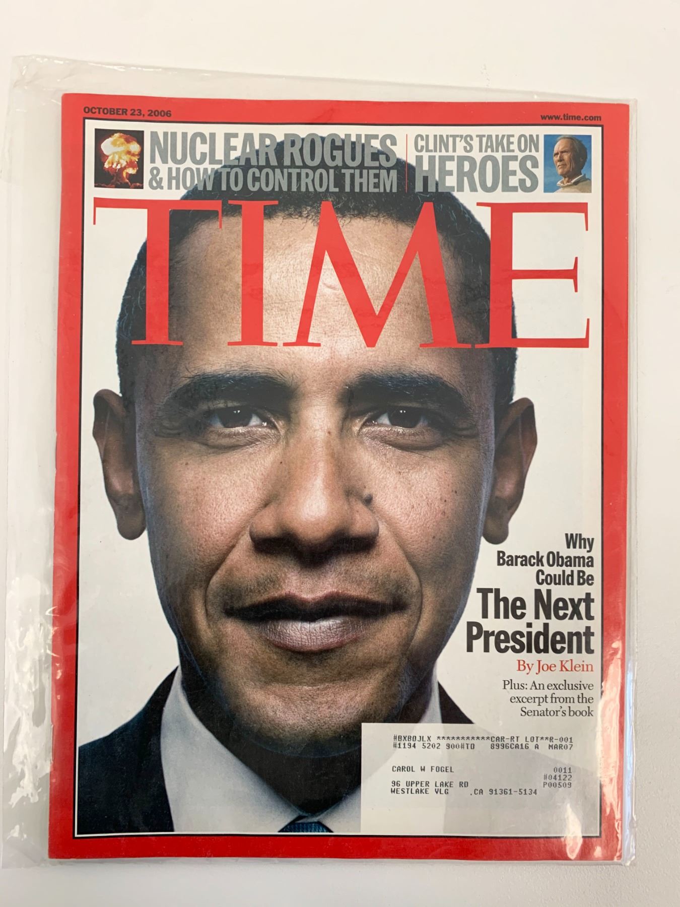 Time Magazine October 23rd 2006 Barack Obama The Next President