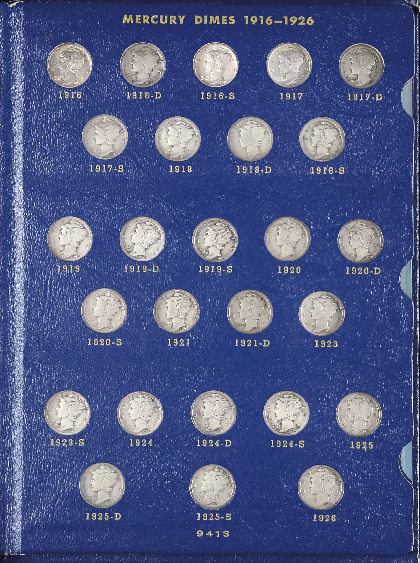 Group of 1916-1945 Mercury Dimes & 1946-1972 Roosevelt Dimes In Whitman ...