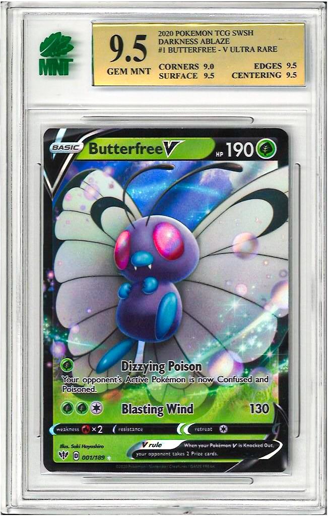ME - Butterfree V 001/189 Darkness Ablaze Pokemon Card English Graded 9.5