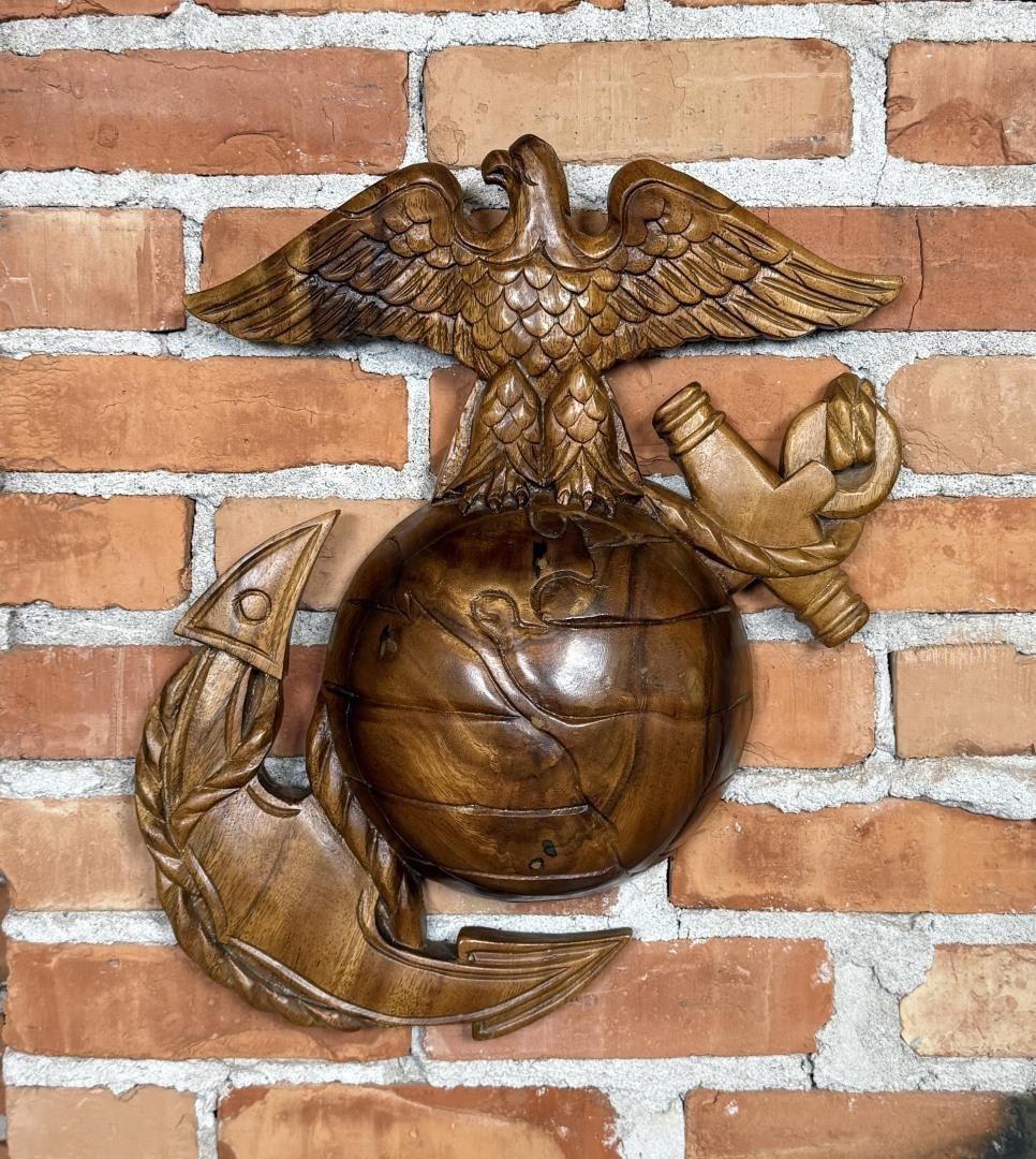 Carved Wood USMC Marine Corps Wall Plaque