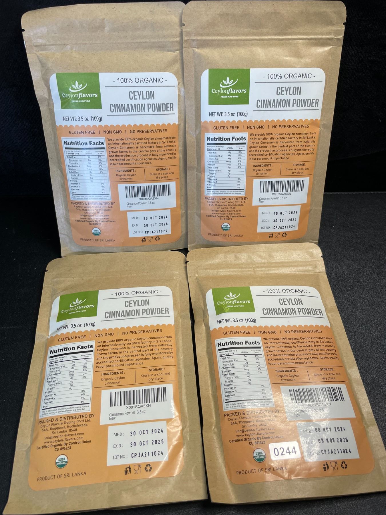 4 Ceylon Flavors Organic Ceylon Cinnamon Powder; Premium Special Grade ...