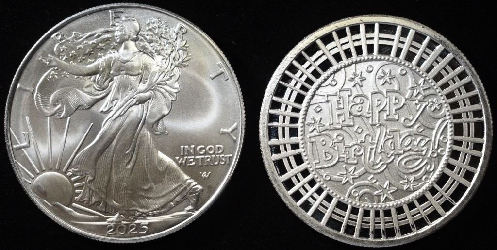 2025 ASE, 1 OZ .999 SILVER ROUND HAPPY BIRTHDAY