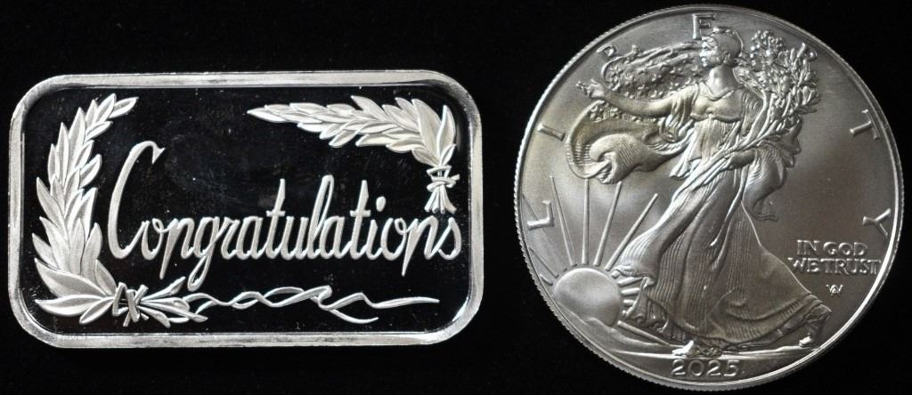 2025 ASE, 1 OZ .999 SILVER BAR CONGRATULATIONS