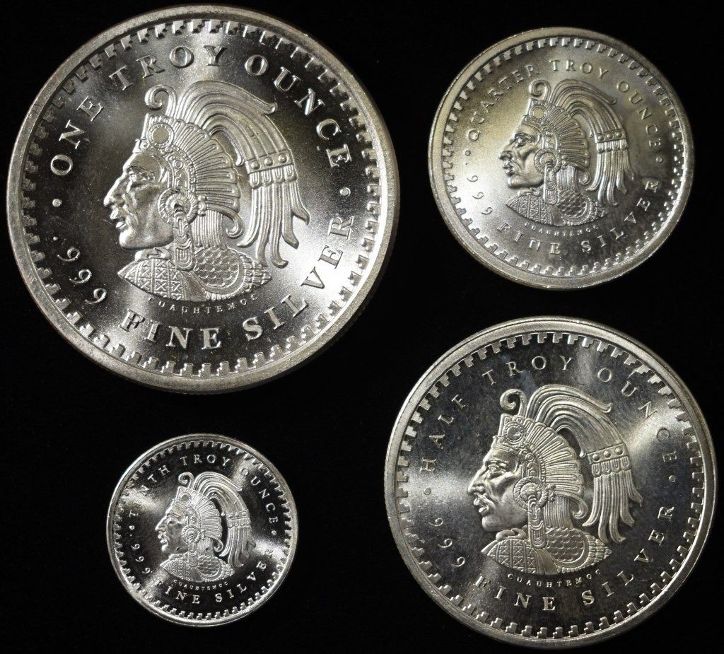 SET OF AZTEC .999 SILVER ROUNDS 1.85 OZ