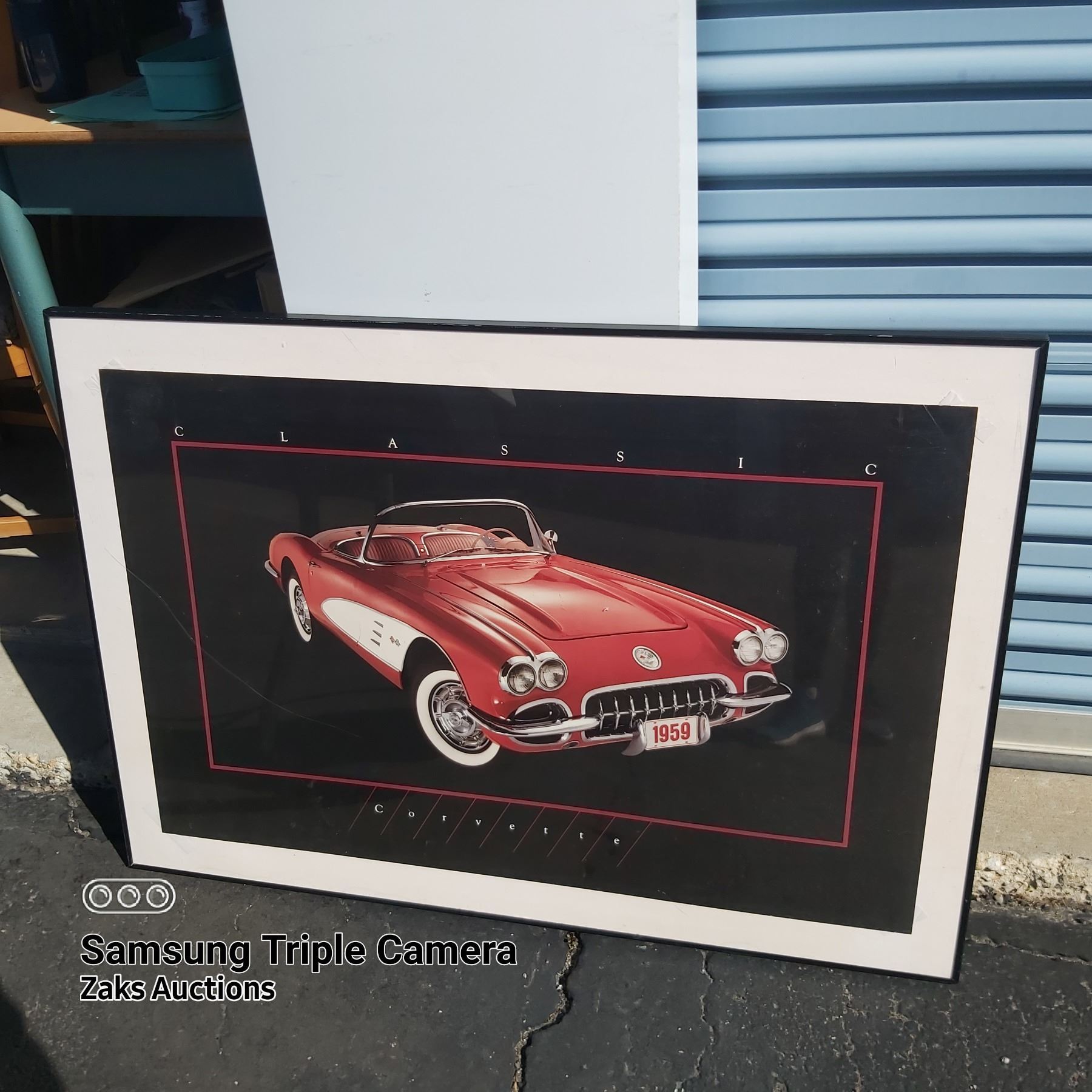 Huge Framed 1950 Corvette Poster