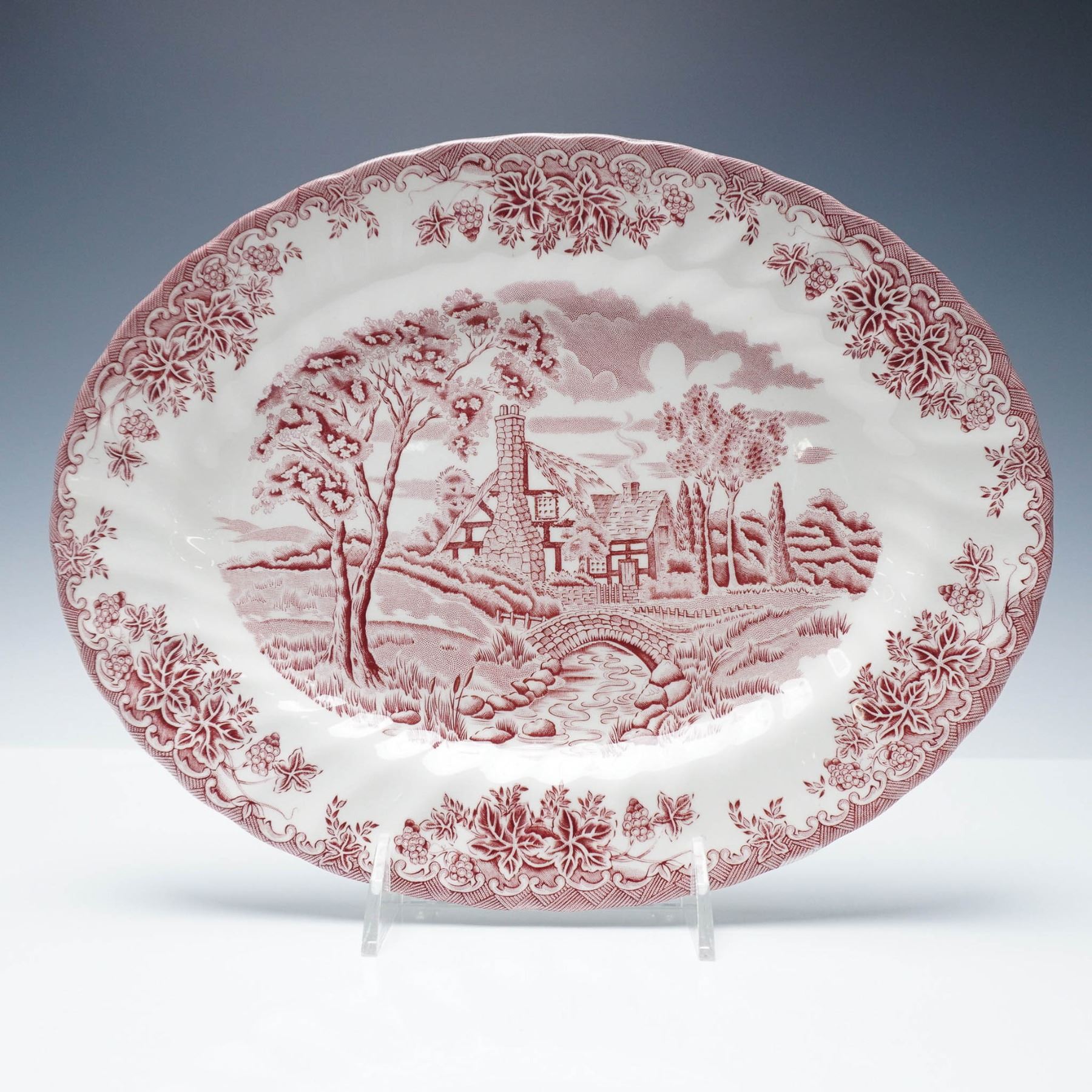 Churchill England Red Transferware Oval Platter