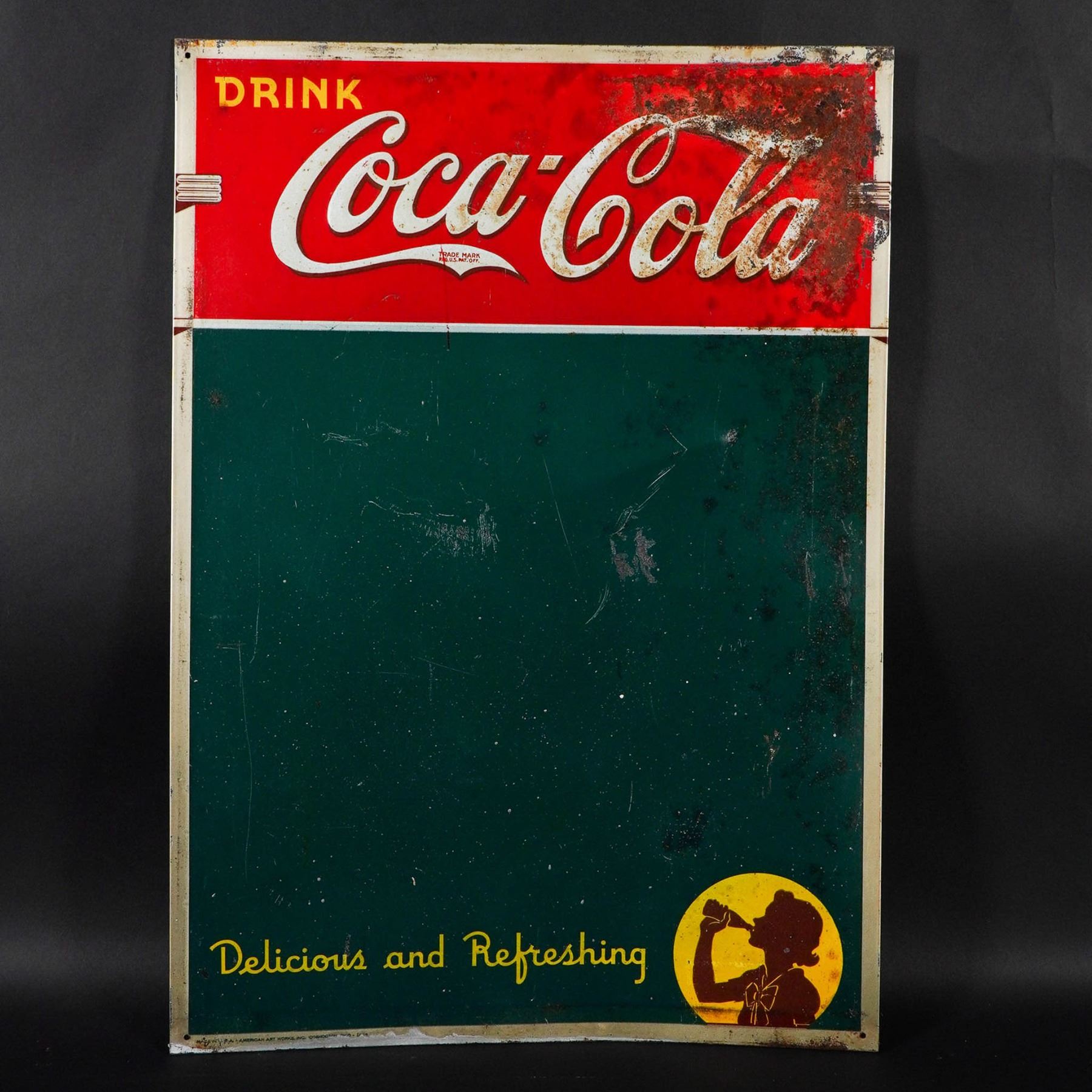 Coca-Cola Tin Chalkboard Sign, Delicious and Refreshing