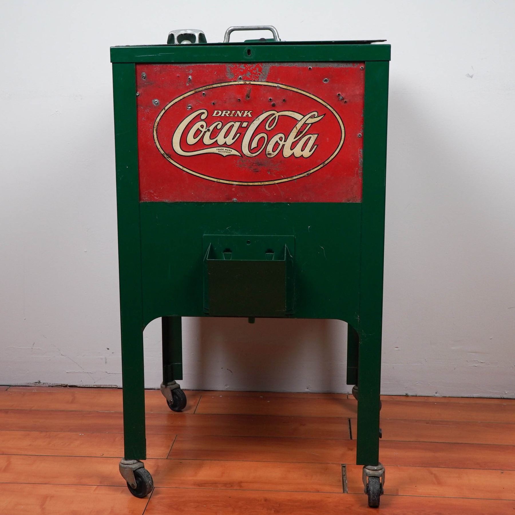 Coca-Cola Rolling Junior Cooler with Vintage Style Panels