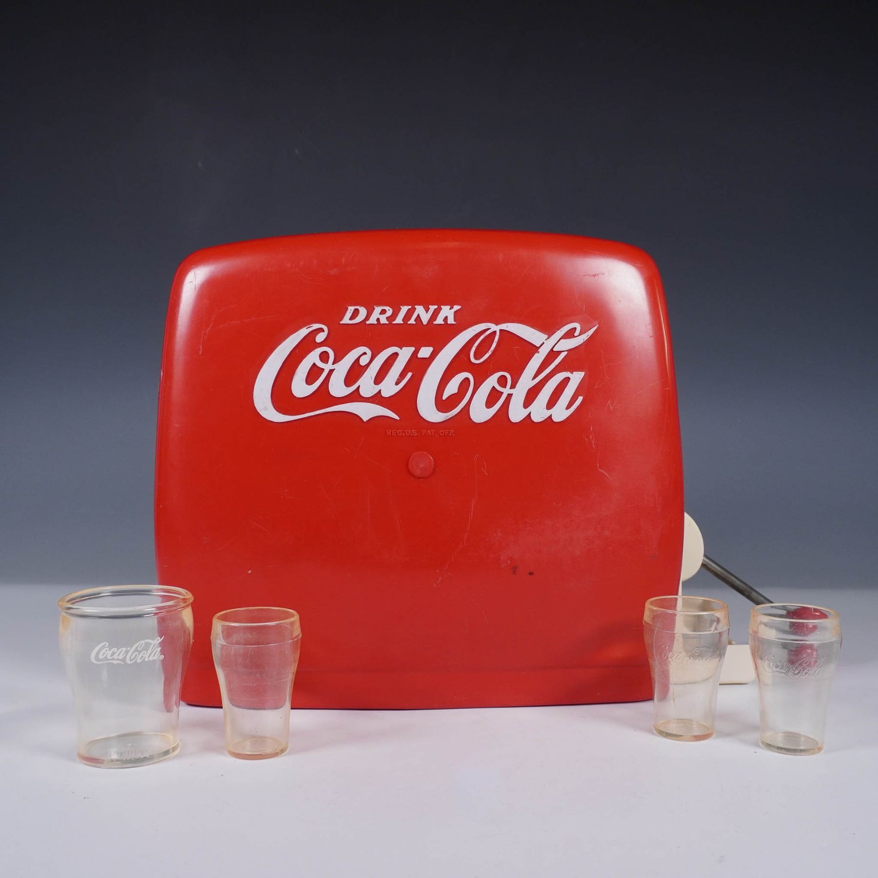 Coca Cola Toy Dispenser Machine with Cups and Original Box