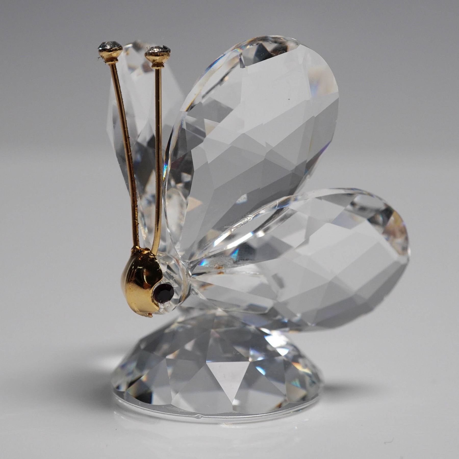 Swarovski Crystal Butterfly Mini V2 Crystal Tips & Gold Antennae Figurine