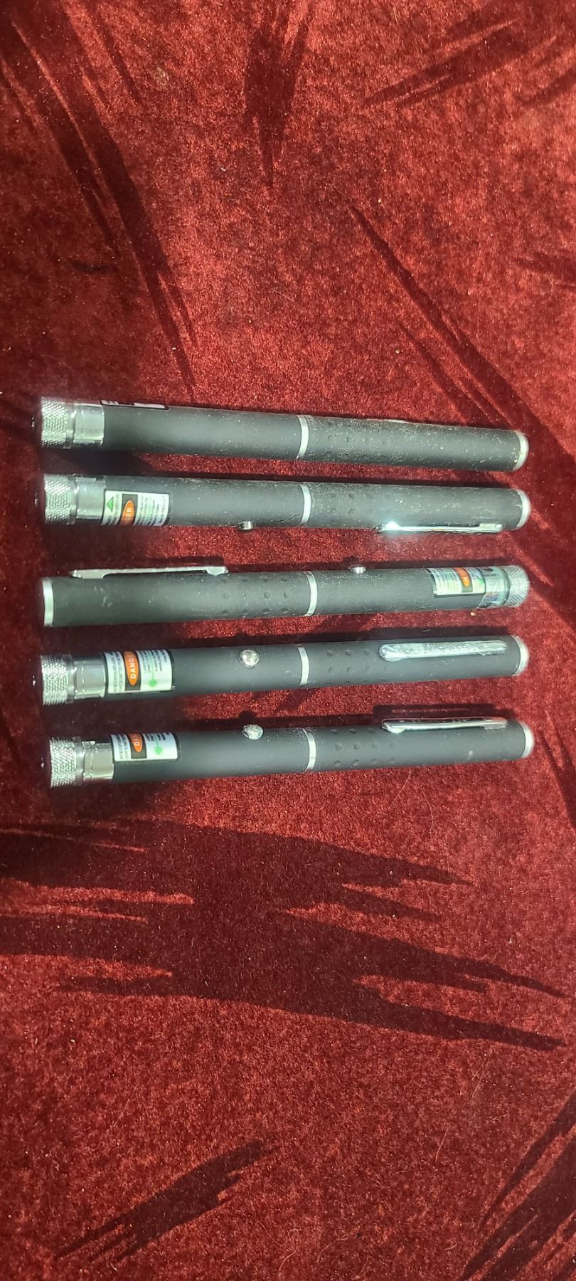 FIVE GREEN HIGH POWERED LASER POINTER PENS
