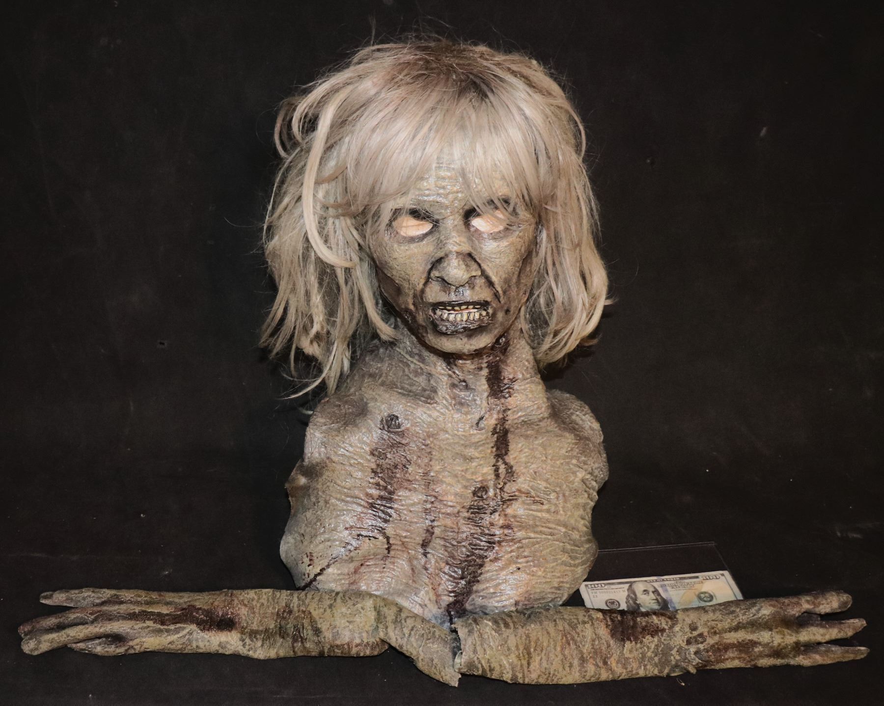 ARMY OF THE DEAD ROTTEN ZOMBIE FULL MASK WITH ZIPPER AND MATCHING ARMS A