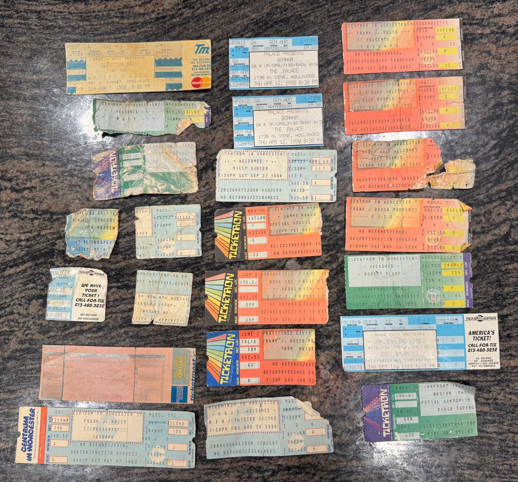 CONCERT TICKET STUBS COLLECTION FROM THE 80's & 90's