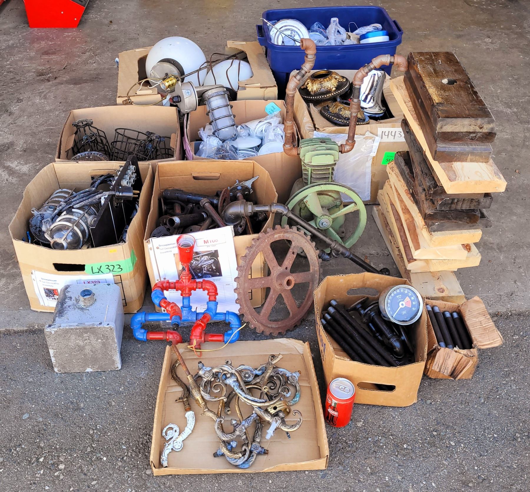 Miscellaneous Steampunk Lot w/ Gear, Pipes, Light Cages, & More