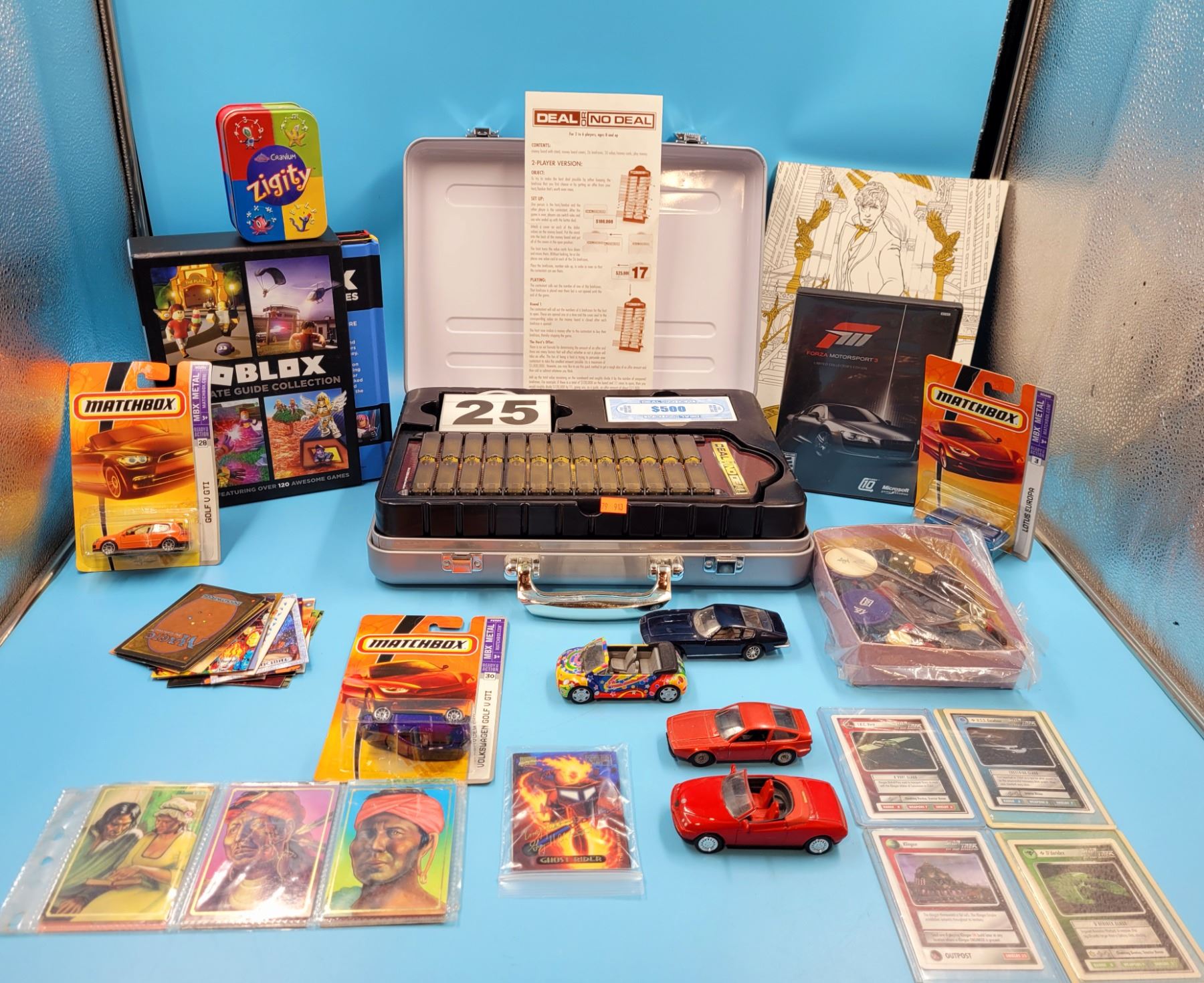 Lot Of Toys Including Roblox Complete Guide & Die Cast Cards