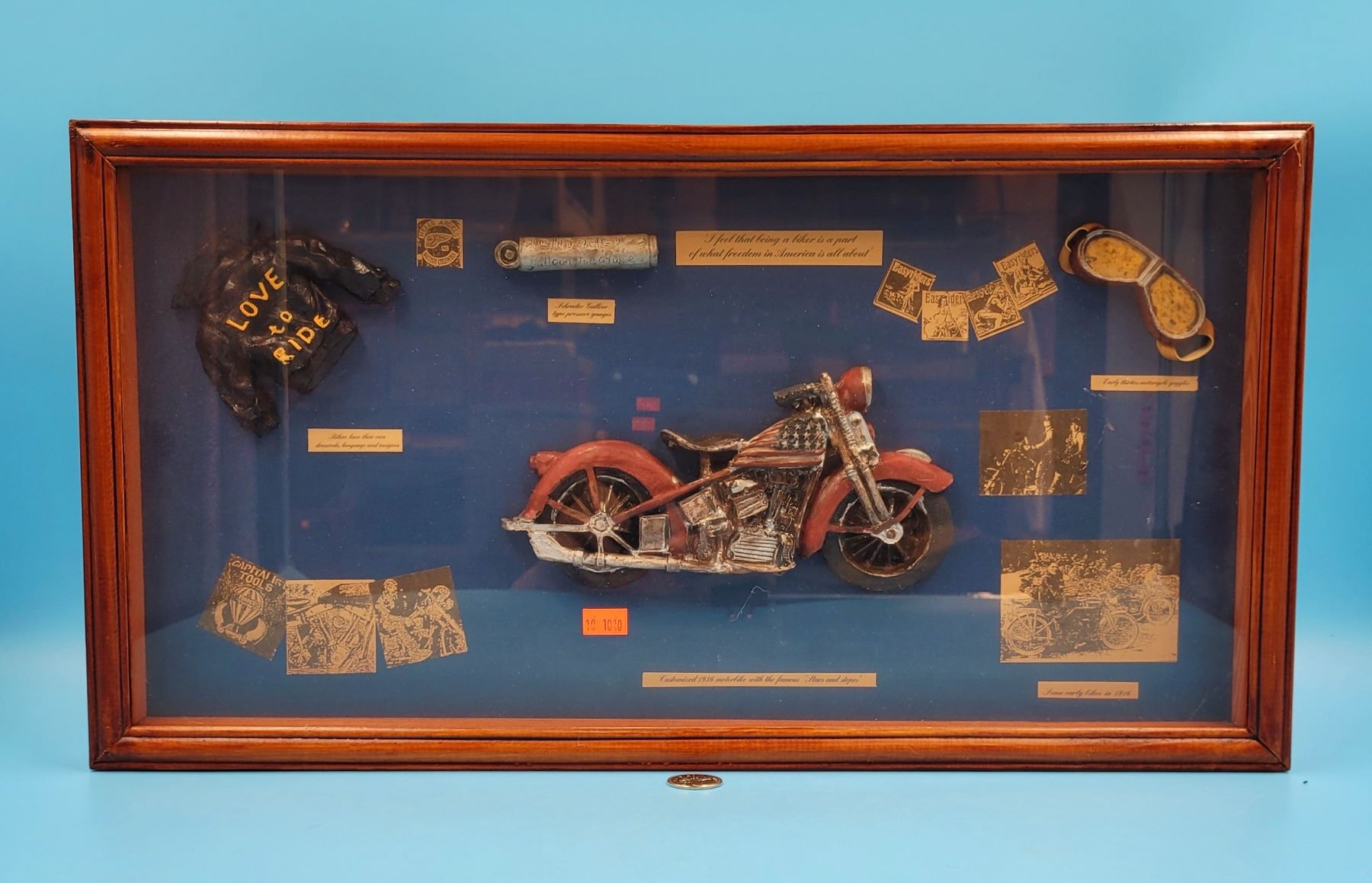 VTG Harley-Davidson Motorcycle Memorabilia Shadow Box