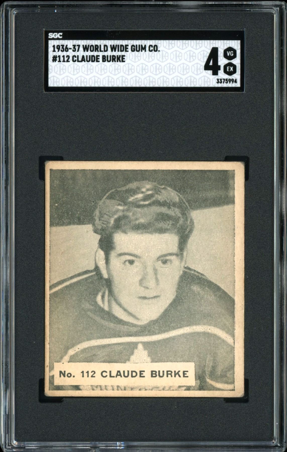 1937 World Wide Gum #112 Claude Burke (Bourque) (SGC 4)