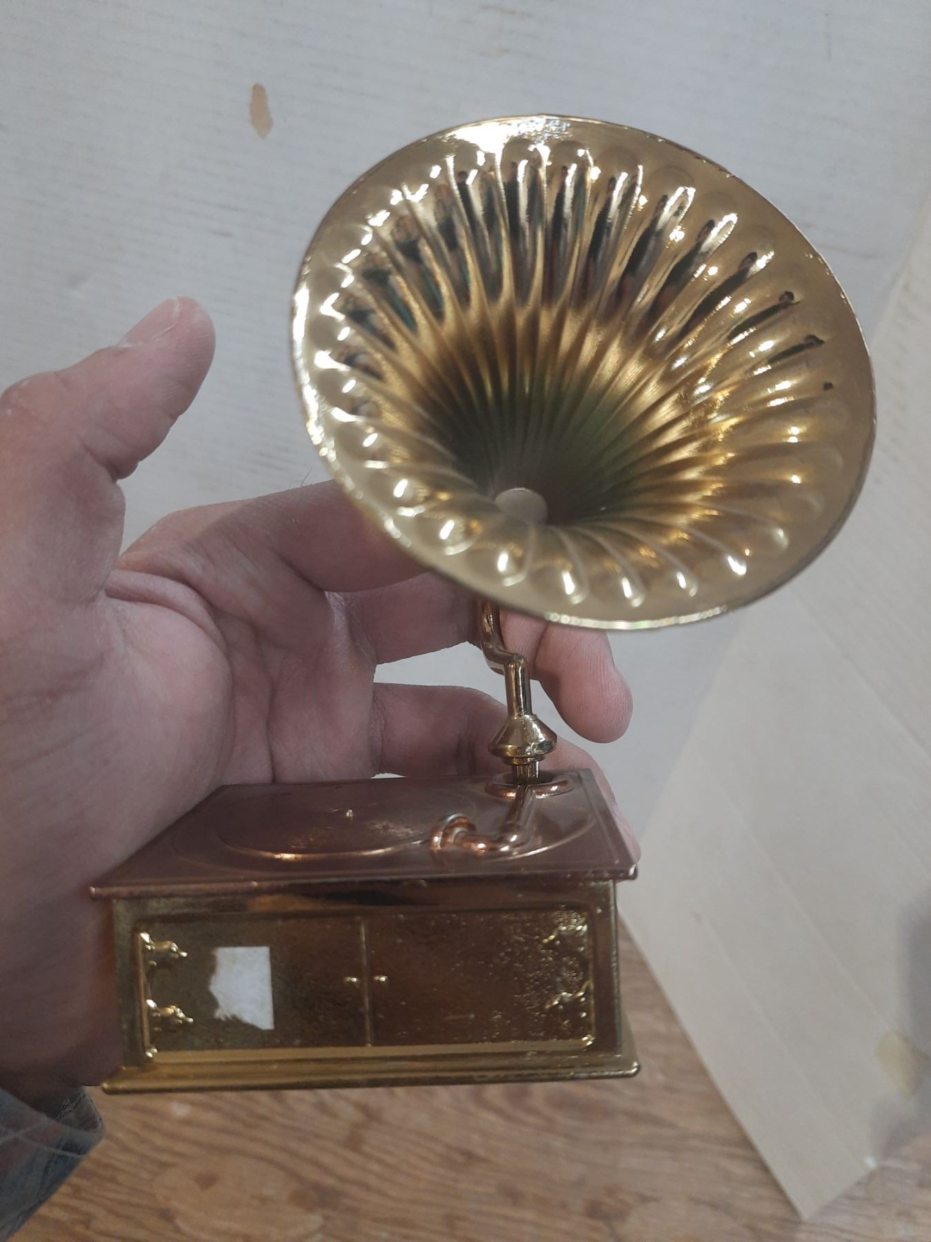 Brass Gramophone 3"X2.5"X1" Tall. - Schmalz Auctions