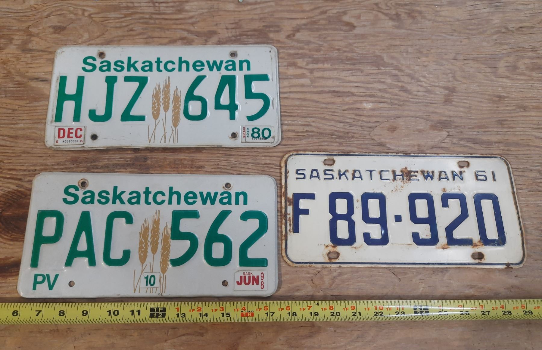 (3) Saskatchewan License Plates. [(1) 1961 and (2) 1980's] - Schmalz ...