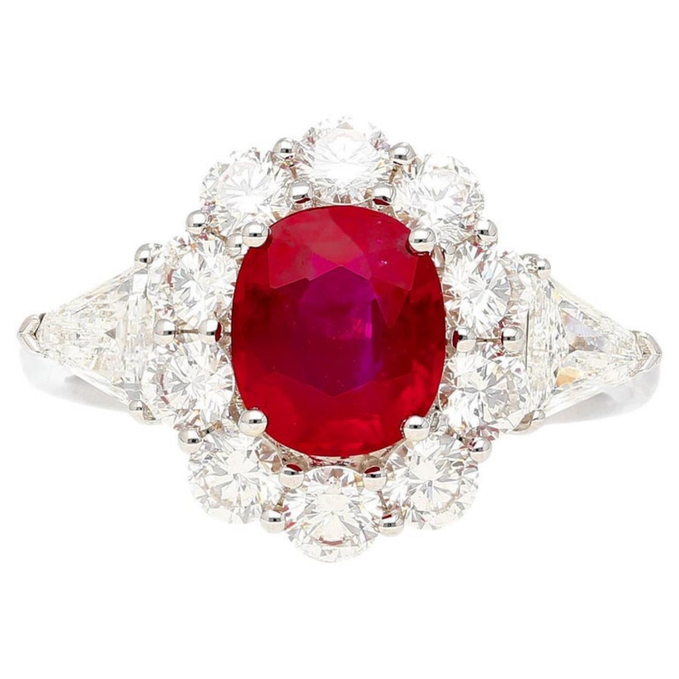 Gold & Pigeon Blood Red Ruby & Diamonds Ring