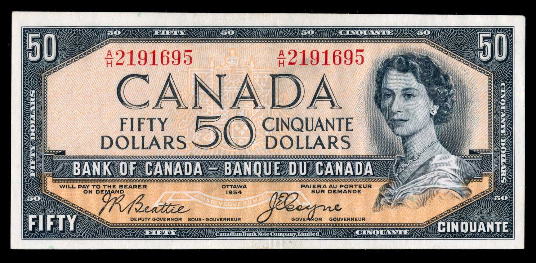 CANADA - 50 dollars 1954 Devil's Face Beattie-Coyne BC-34b - BCS EF-45