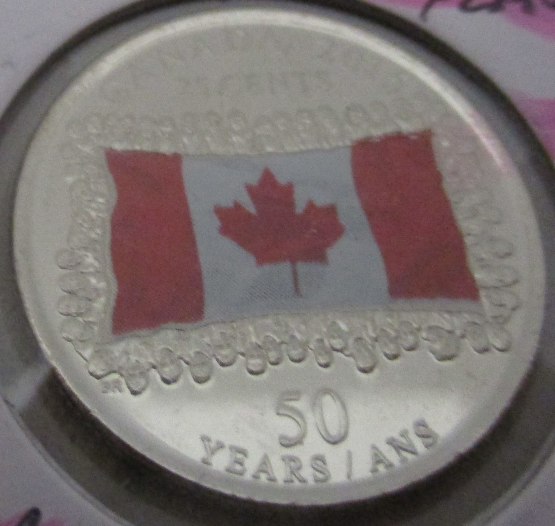 2015 PROOF 50 YEAR ANNIVERSARY CANADA COLORED FLAG QUARTER