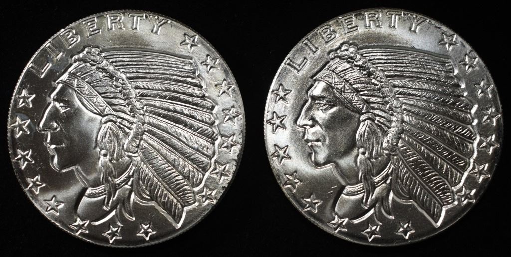 (2) 1OZ .999 SILVER INDIAN HEAD ROUNDS