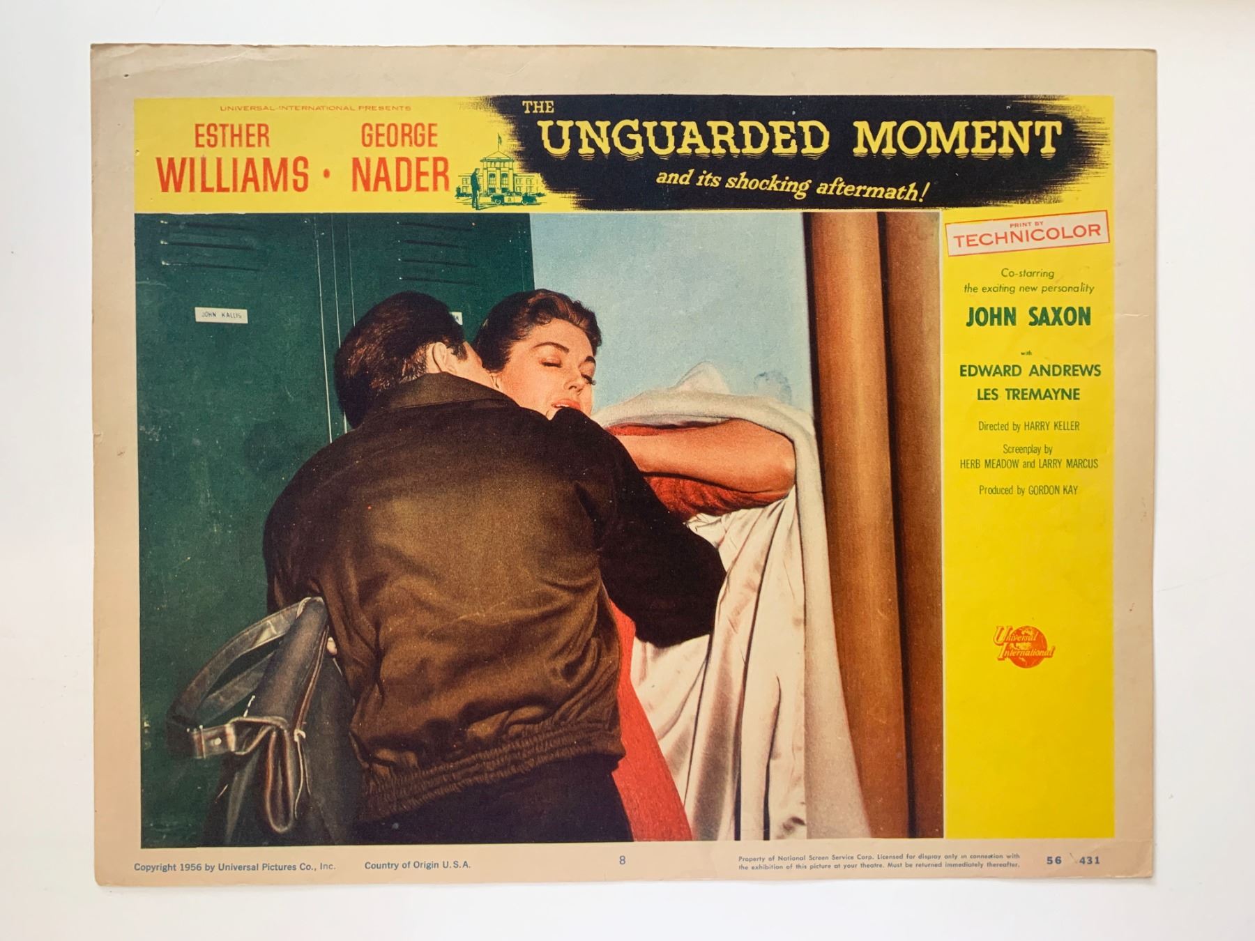 The Unguarded Moment original 1956 vintage lobby card