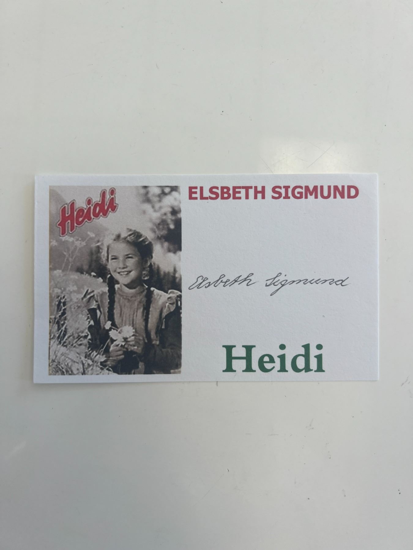 Heidi star Elisabeth Sigmund original signature