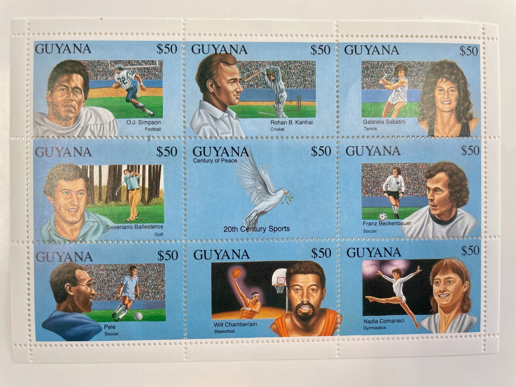 Sports Greats Guyana Stamp Set