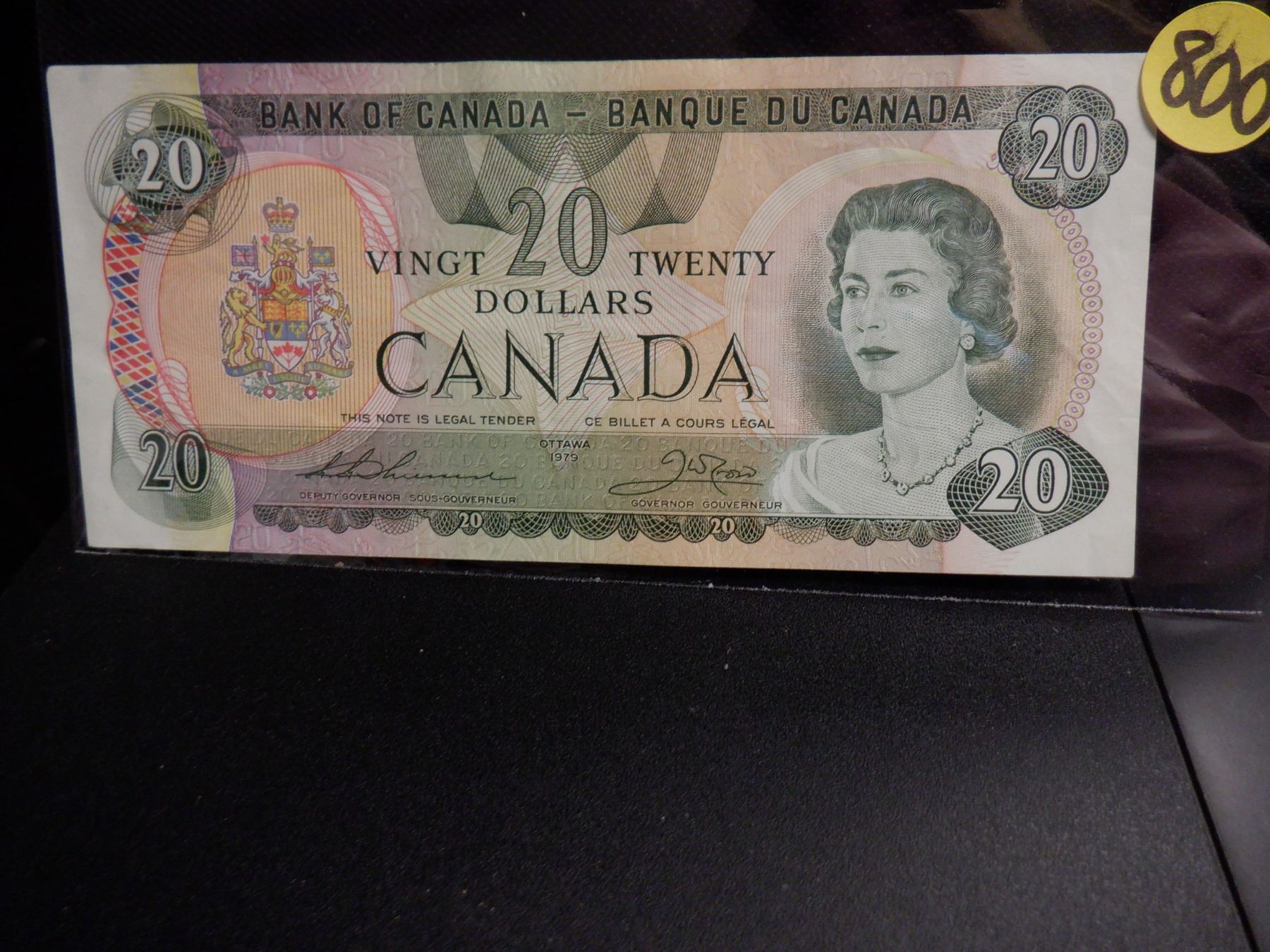 Canadian 20 dollar bill/note marked 1979