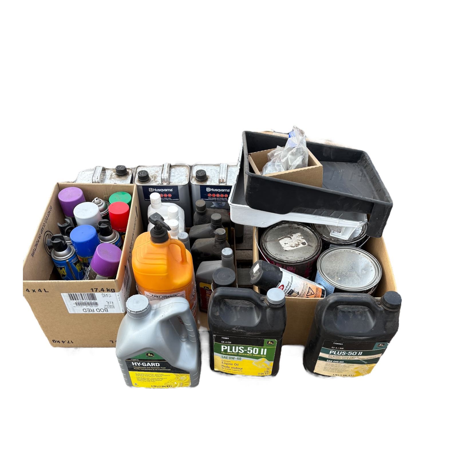 Pallet of Engine Oil - Hydraulic Fluid - Husqvarna Fuel Oil