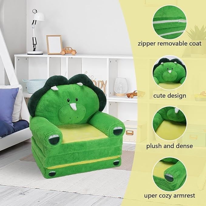 Foldable Kids Couch Toddler Backrest Armchair 2 In 1 Flip Open Sofa Bed ...