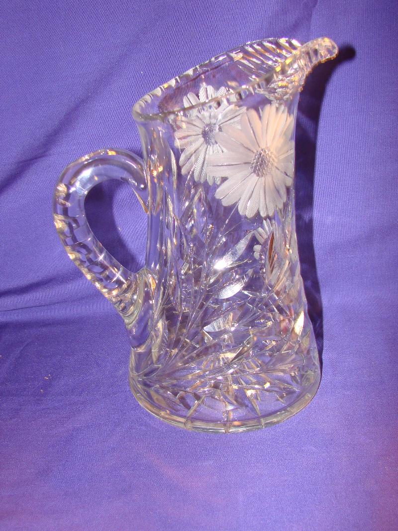 Daisy Floral Am Brilliant Cut Glass Pitcher.