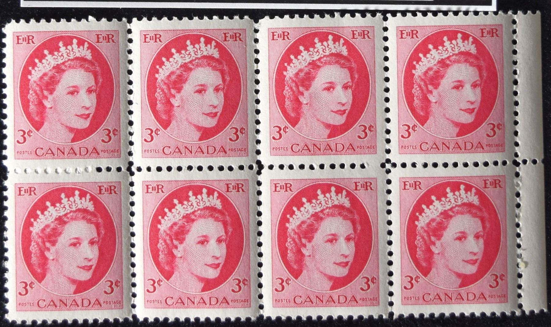 Stamps - 1954 Carmine Queen Elizabeth II Stamp