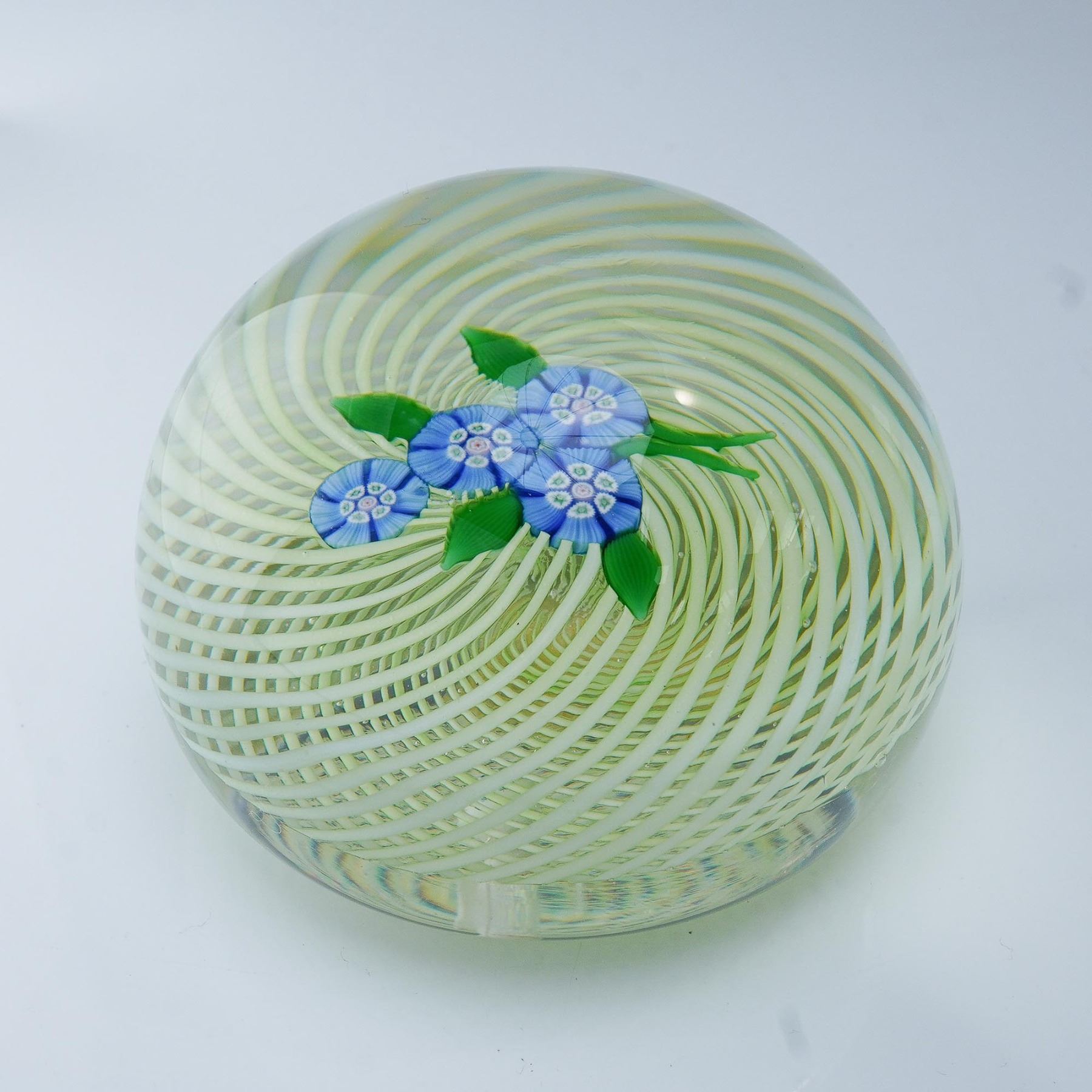 Perthshire Art Glass Paperweight, Forget Me Not