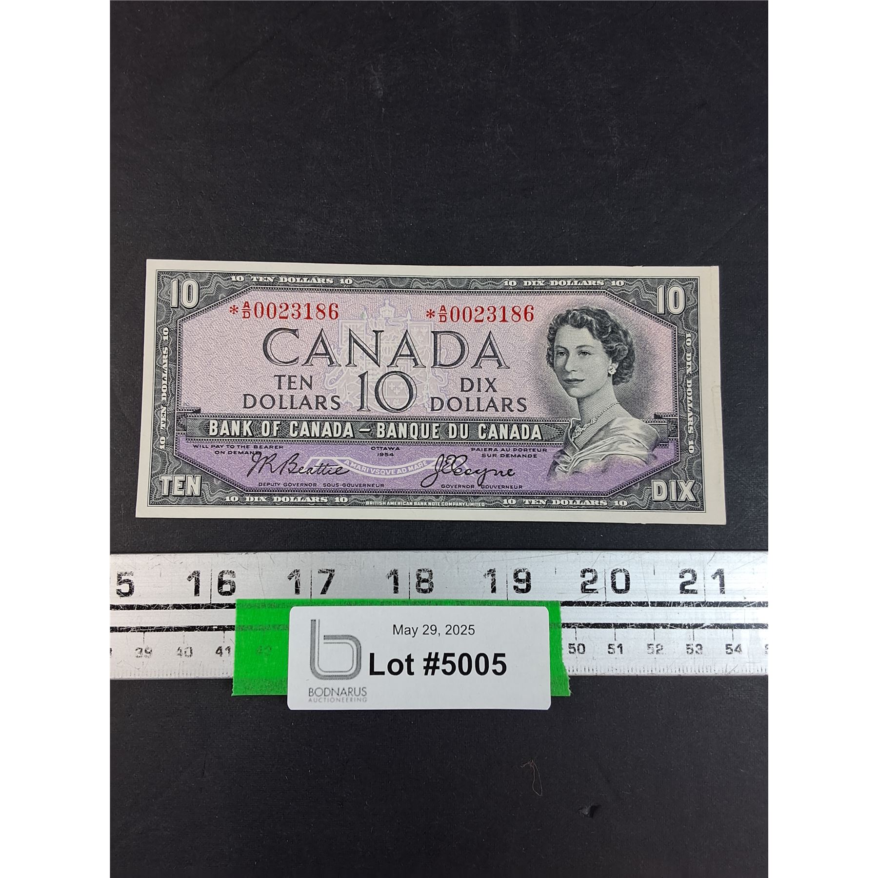 Canadian 1954 Ten Dollar Bill - Beattie/Coyne - Bodnarus Auctioneering