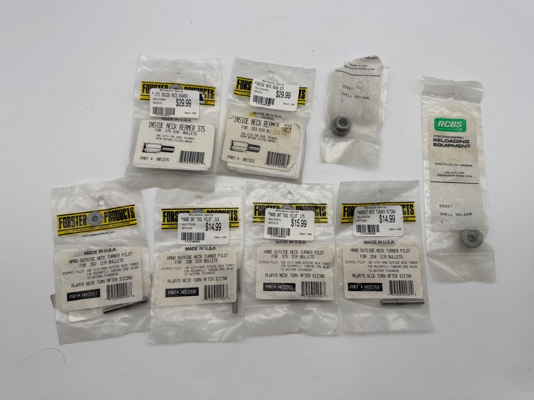 shell holders, neck turner pilots & neck reamers
