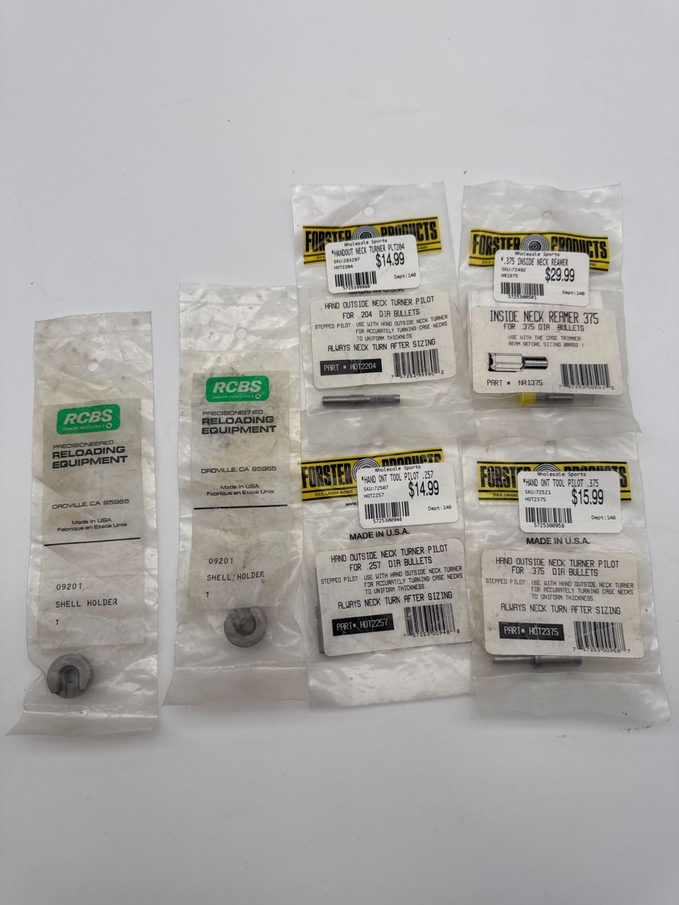 shell holders, neck turner pilots & neck reamers