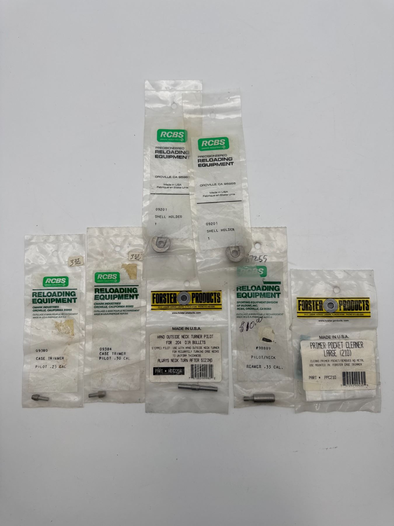 shell holders, neck pilots, case trimer pilots, primer pocket cleaner