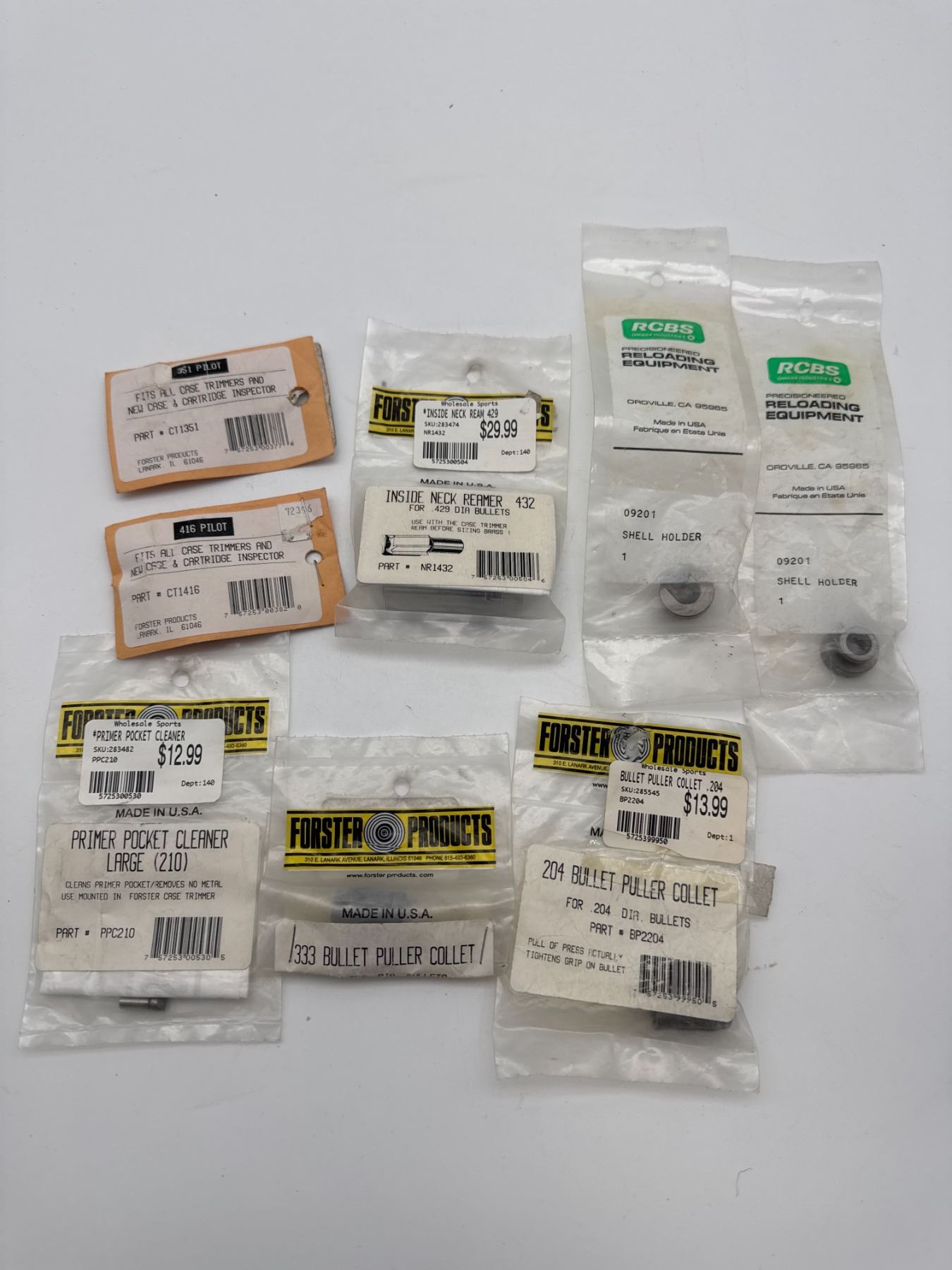 shell holders, case trimmer pilots, bullet puller collets, inside neck ...