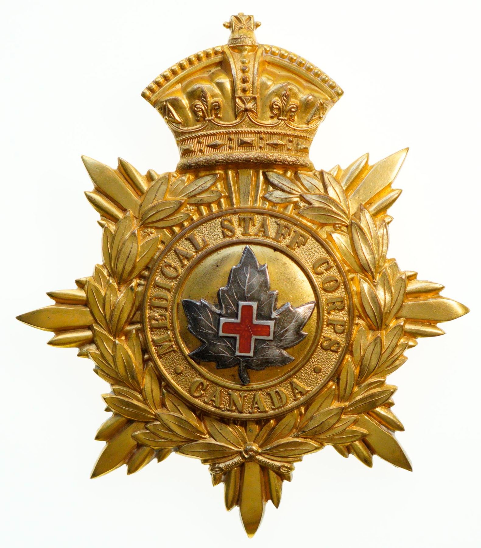 Militaria Insignia; Helmet Plate Badge - Medical Staff Corps Canada Victorian gilded example.