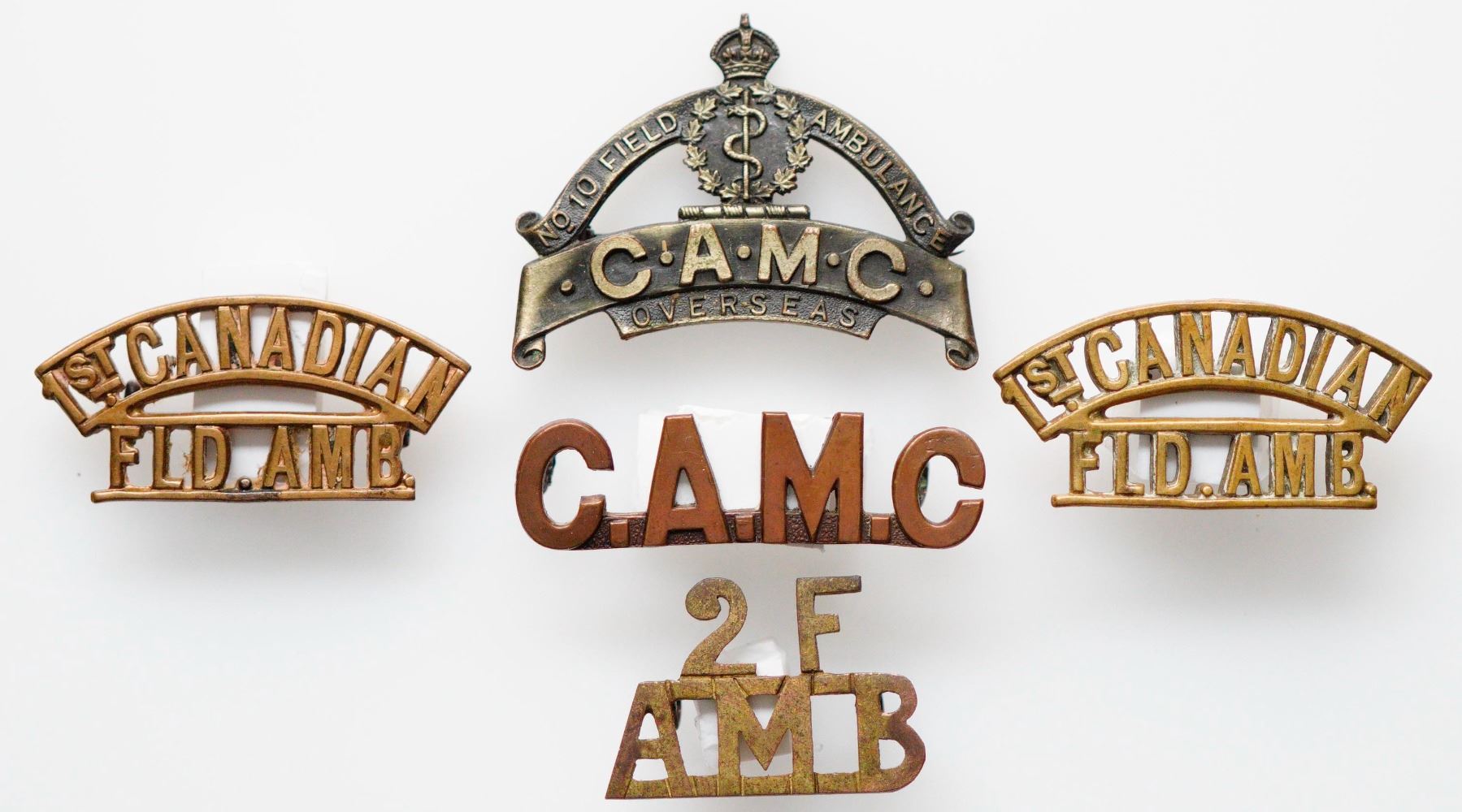 Militaria Insignia C.E.F. WW1; 10th Field Ambulance CAMC Medical Cap ...