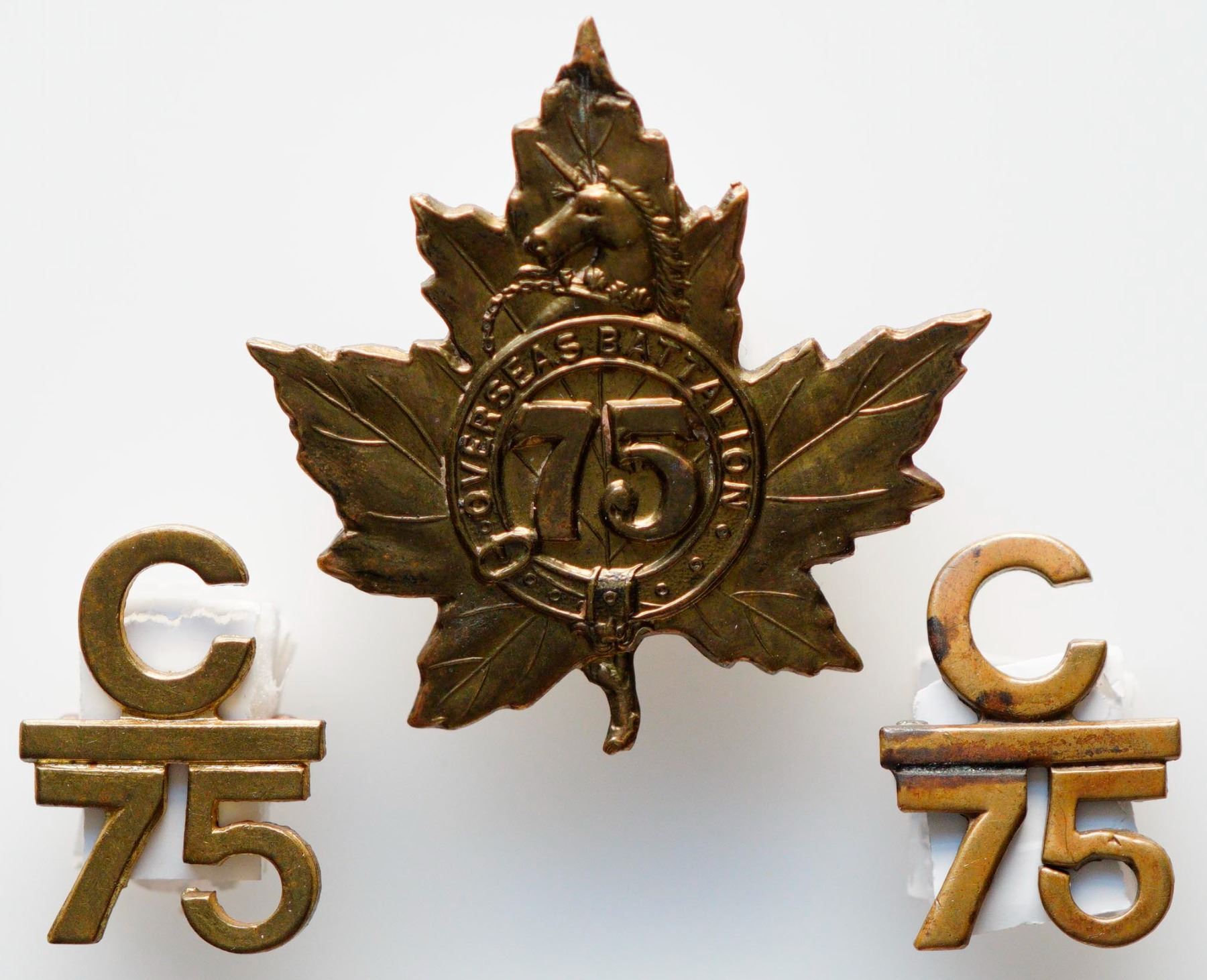 Militaria Insignia C.E.F. WW1; 75th Battalion (Toronto) Cap & Shoulder ...