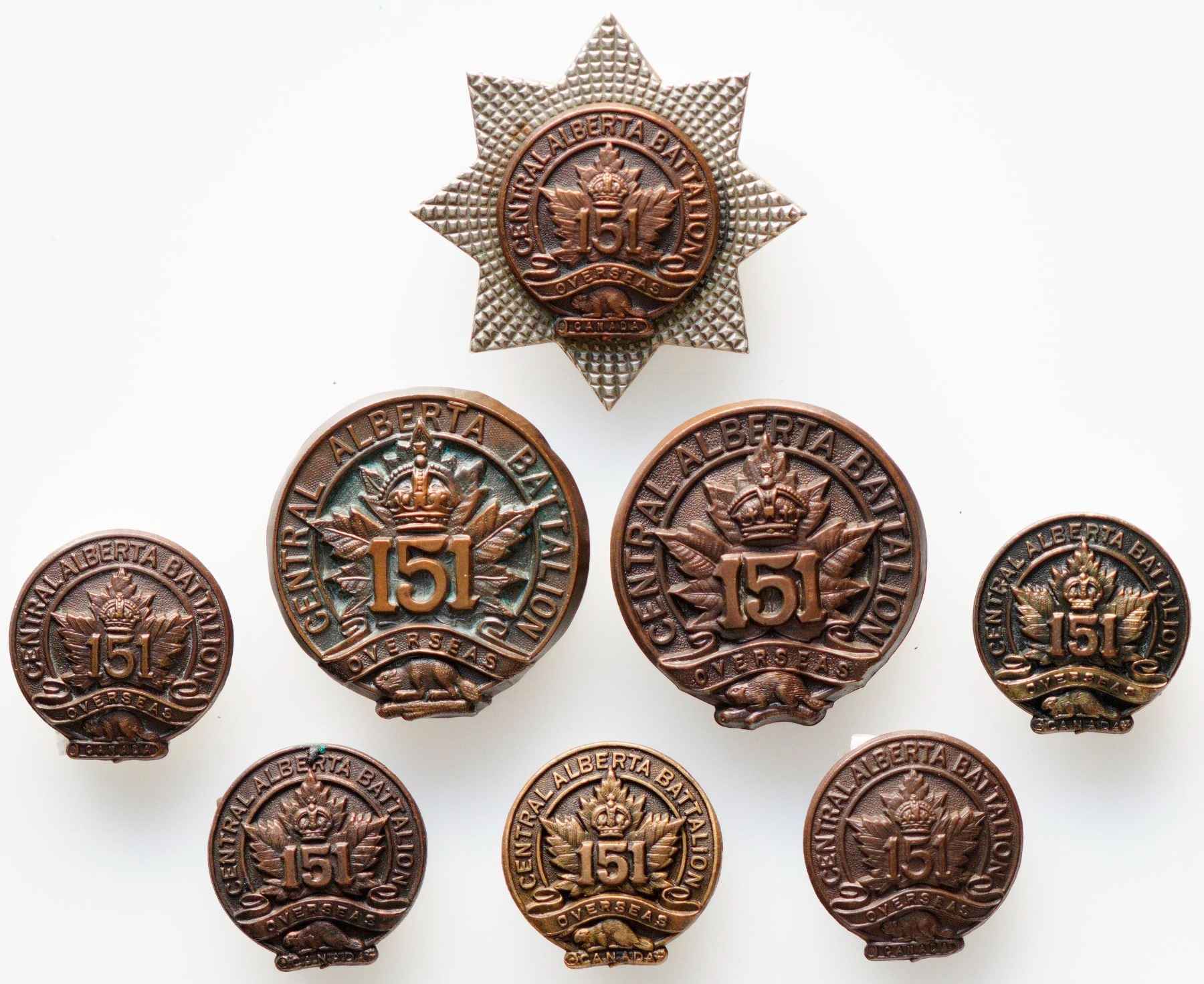 Militaria Insignia C.E.F. WW1; 151st Battalion (Central Alberta) Cap ...