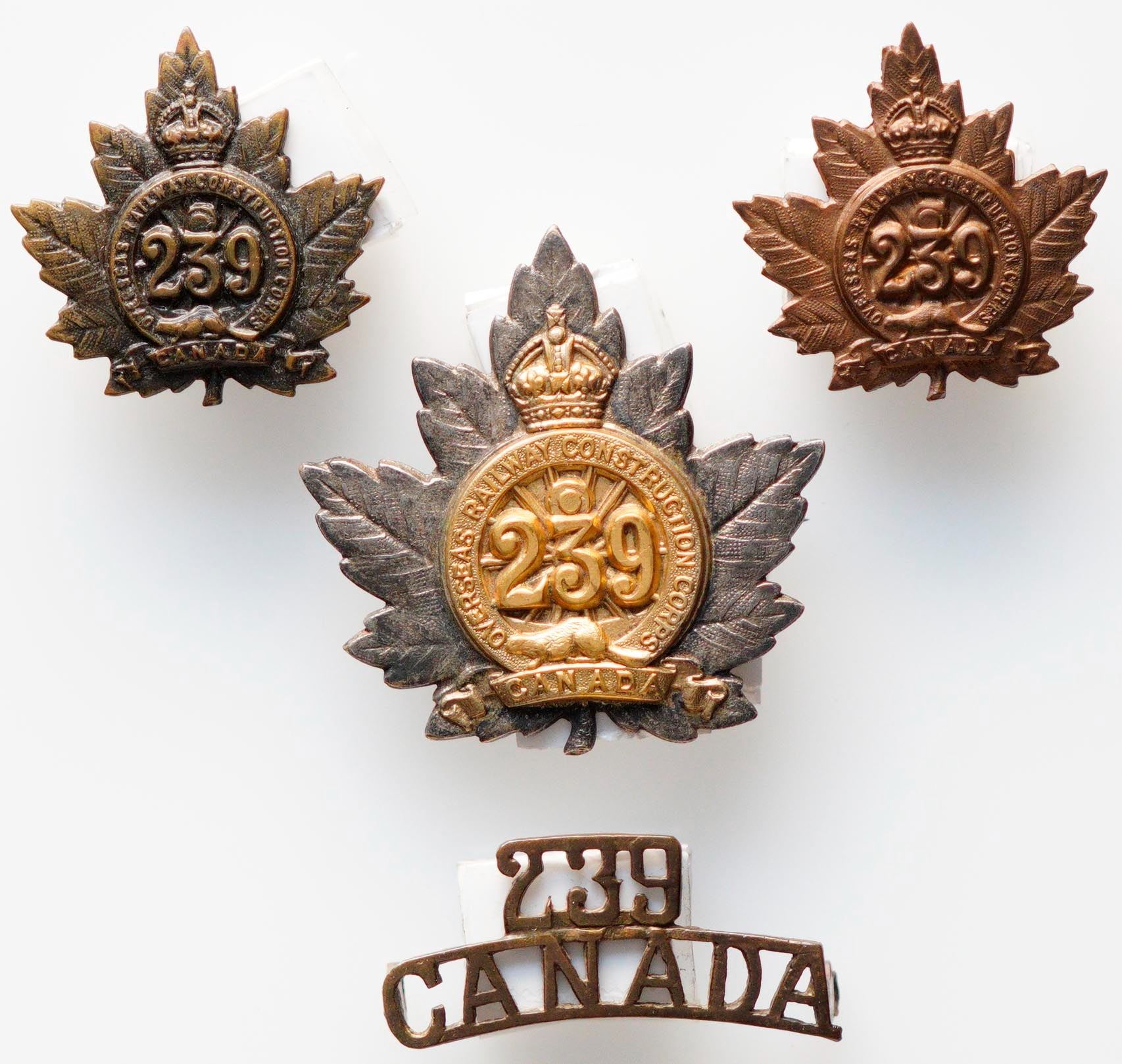 Militaria Insignia C.E.F. WW1; 239th Battalion (Railway Construction ...