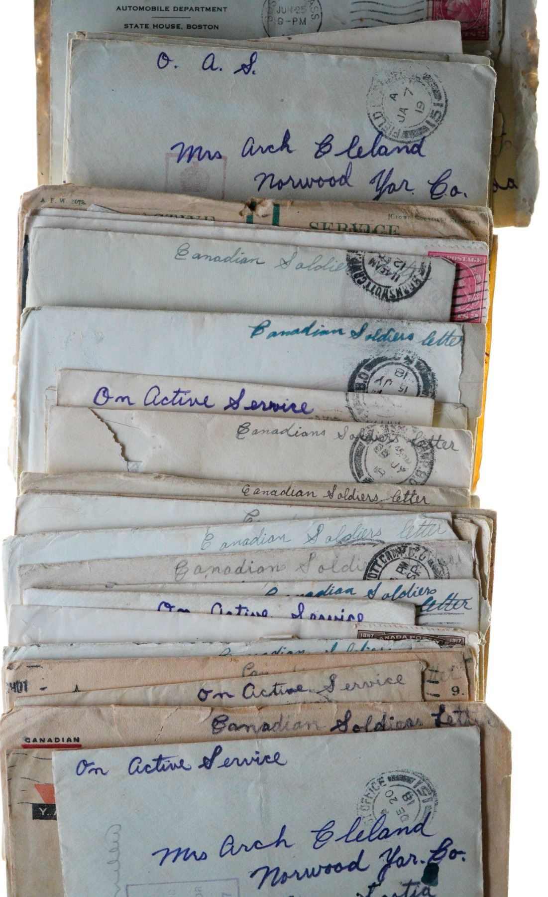 Militaria Ephemera; Grouping of various correspondence letters of ...