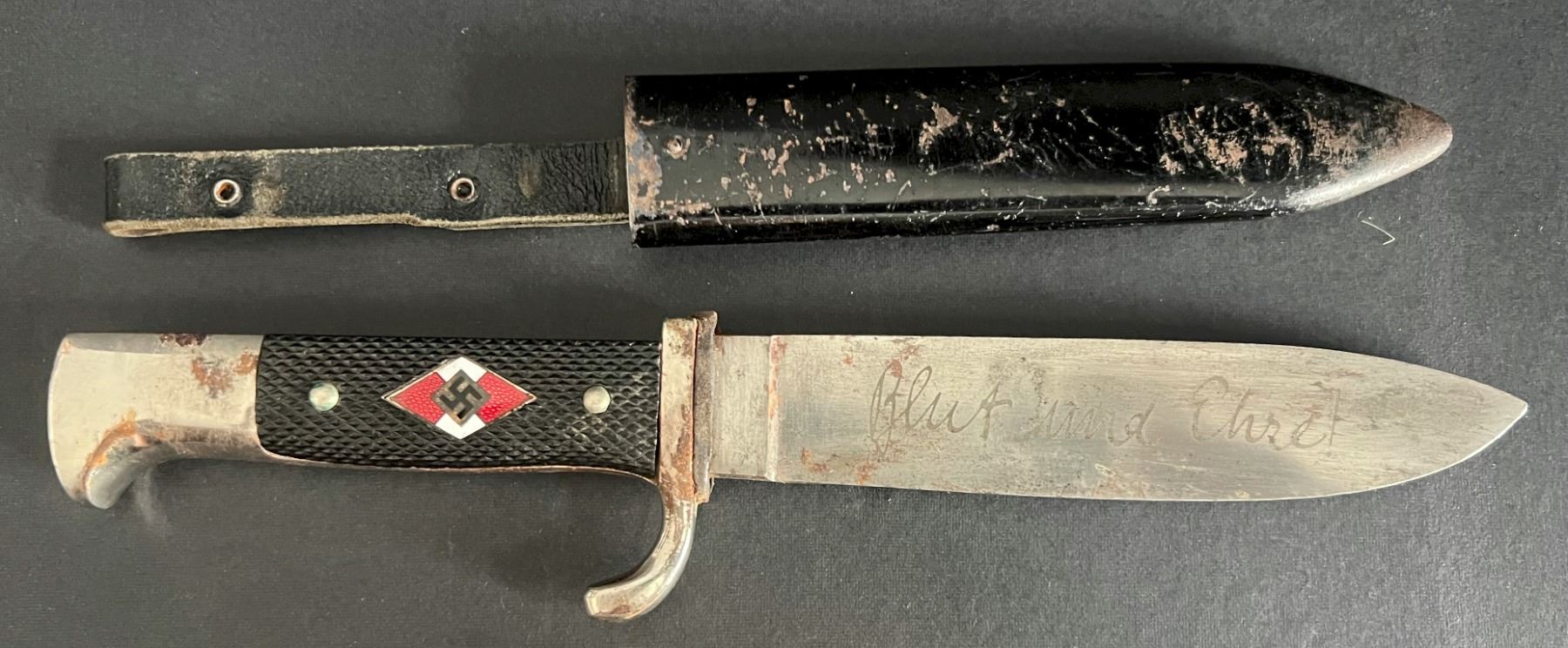 Militaria Bayonet; German WW2 Solingen Youth knife with Motto. Comes ...